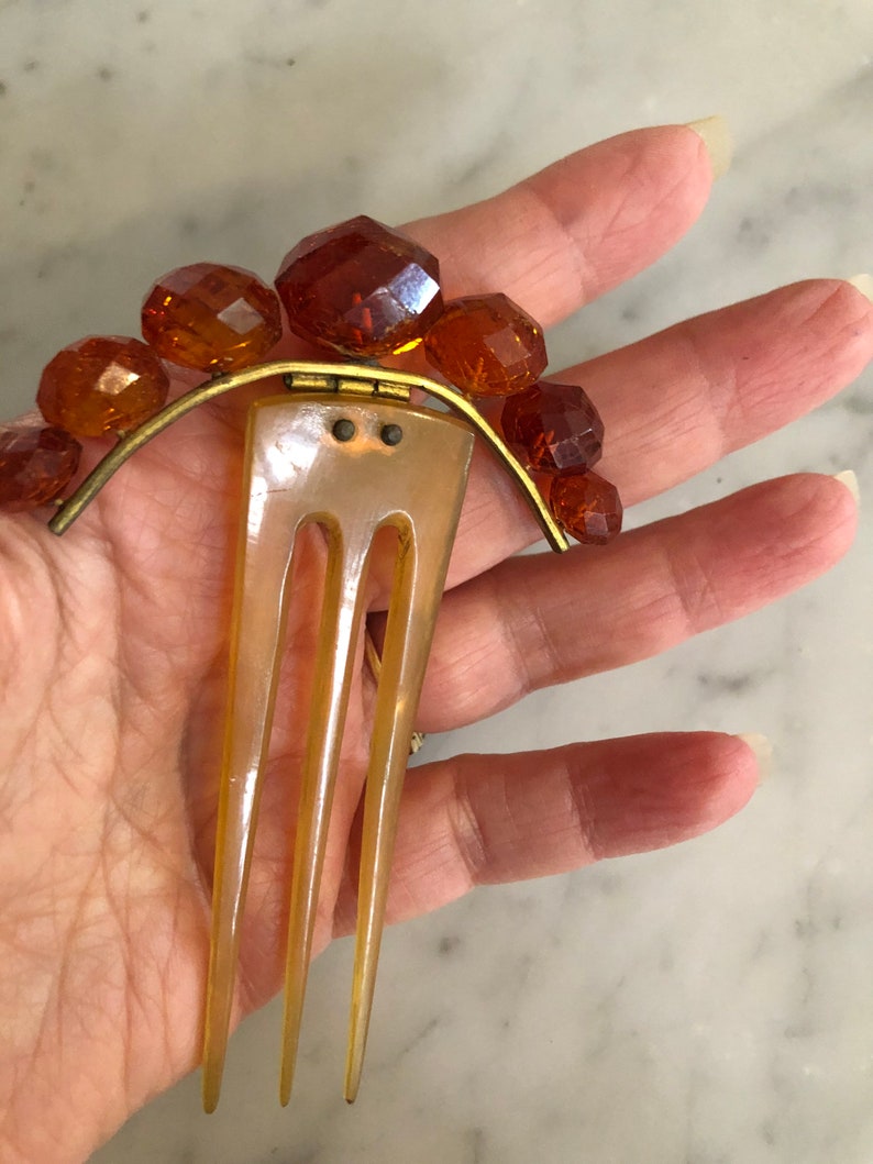 Hinged Faux Faceted Amber Hair Comb - Etsy