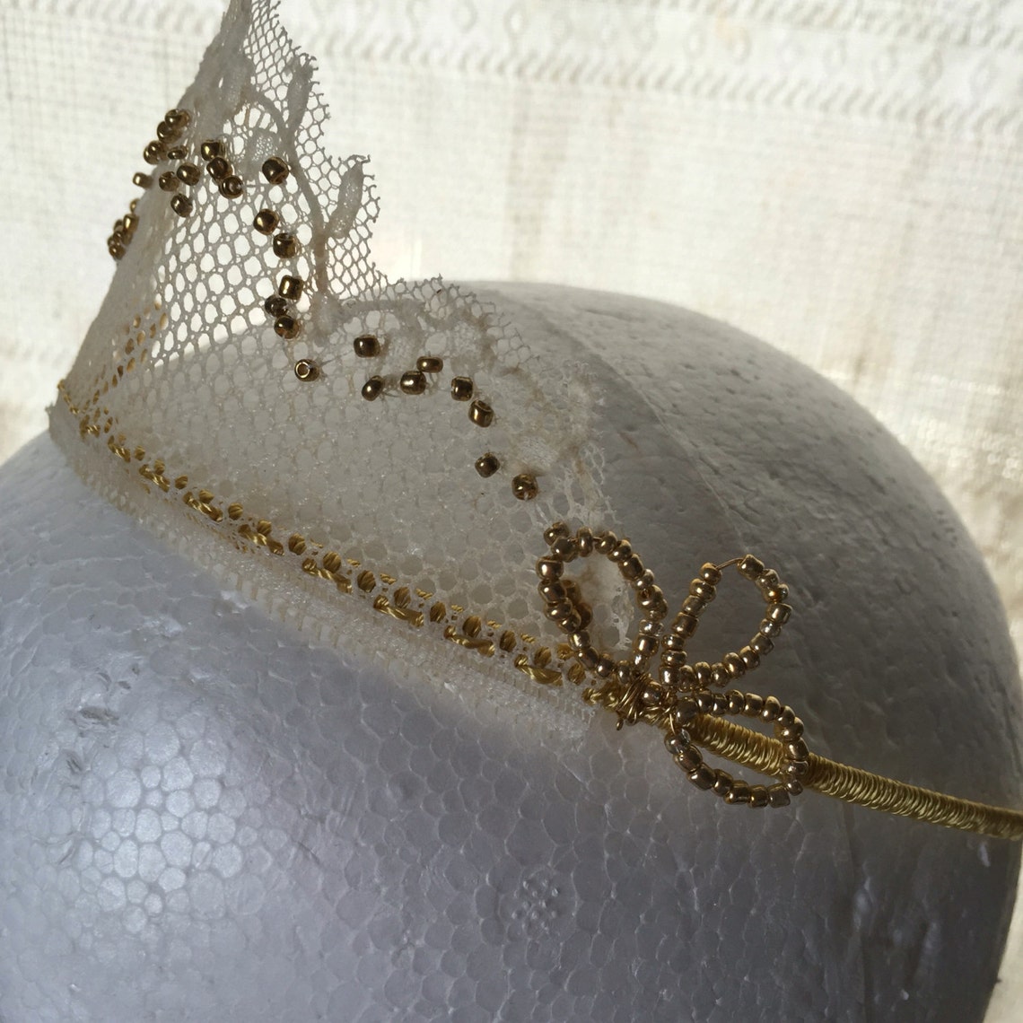 Handmade Antique Embroidered Beaded Lace Tiaras. Wedding or Races ...
