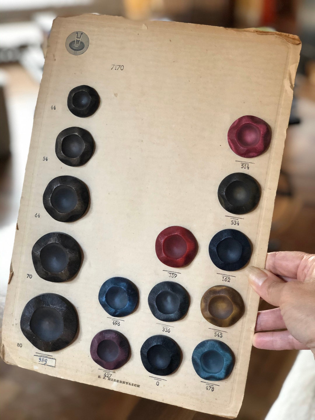 Original Rare Button Sample Card With 15 Large Buttons - Etsy