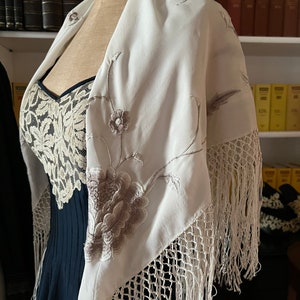 Machine Embroidered Silk Shawl - Etsy