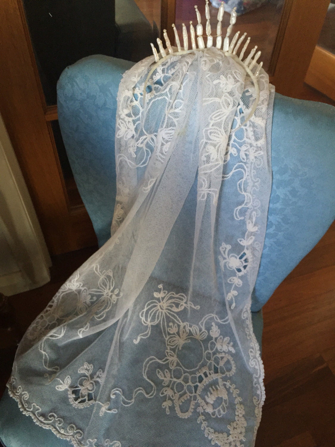 1920s Embroidered Cornelli Work Cotton Tulle Wedding - Etsy