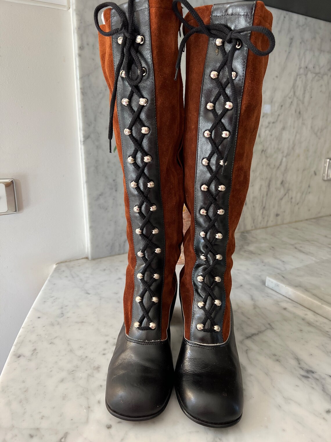 Unused 1960s Mod Leather and Suede Lace up Boots - Etsy