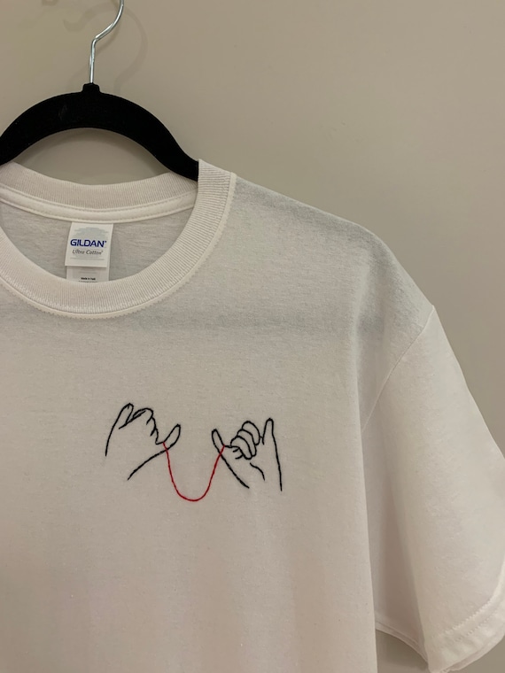 An Invisible String Tied Me to You Embroidered T-shirt | Etsy