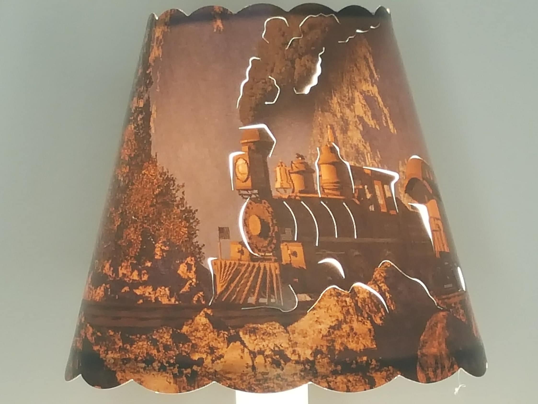 New 3x5x4.5 Cut Steam Locomotive, Train , Rockies, Mountains, Lampshade ...