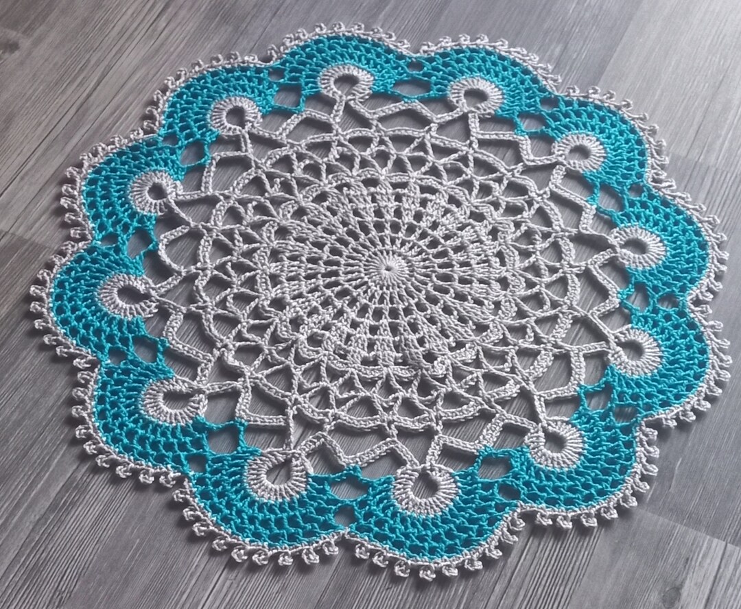 Doily/13inch Doily/turquoise Blue-gray Doily/table, Home Decoration ...