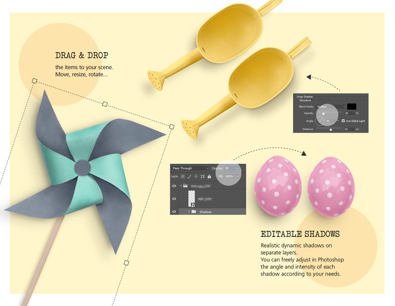 Easter Scene Creator / Isolated Movable Elements / PSD + PNG - Etsy