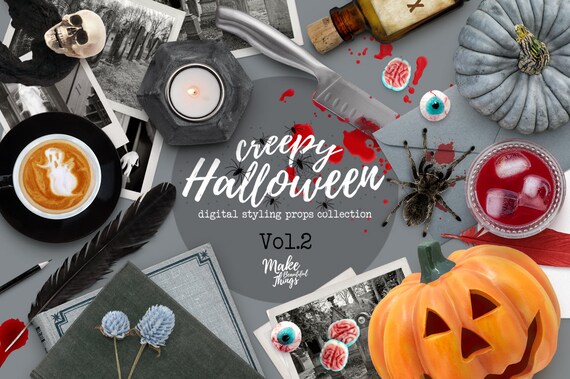 Halloween Scene Creator / Movable Isolated Elements / PNG JPG | Etsy