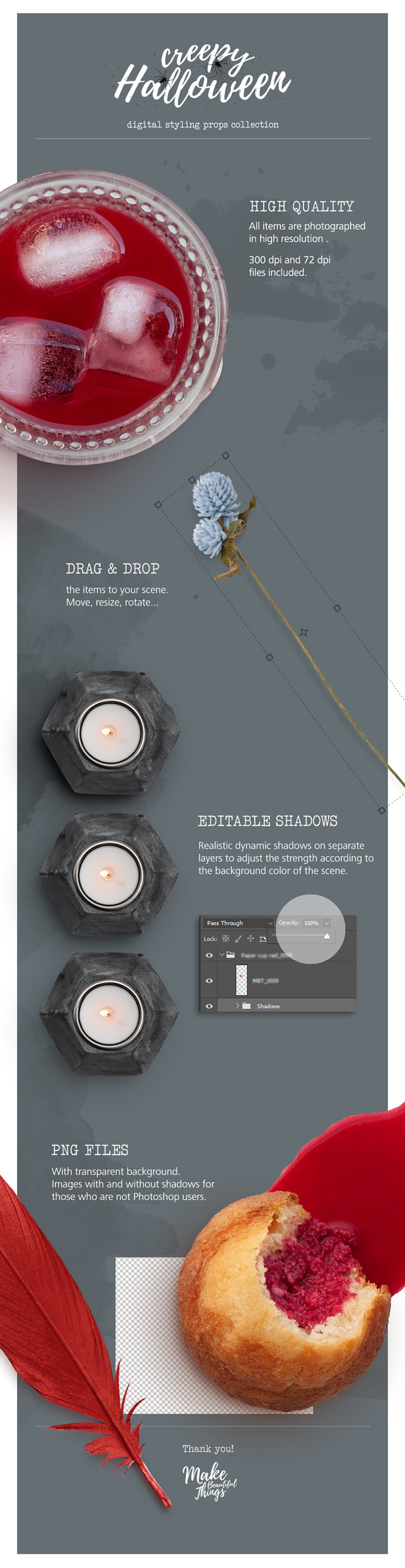 Halloween Scene Creator / Movable Isolated Elements / PNG JPG and PSD ...