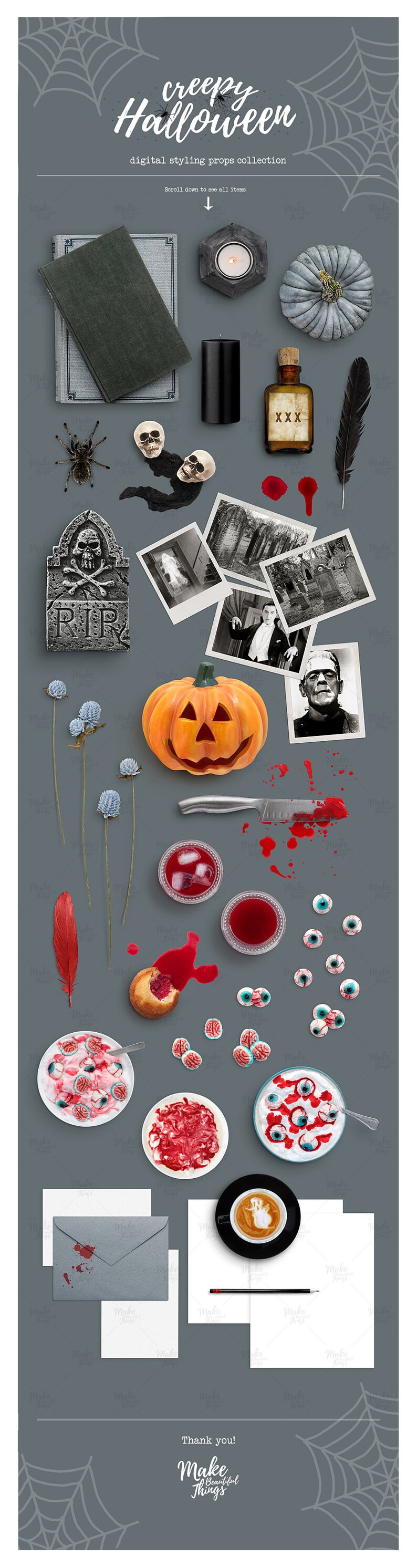 Halloween Scene Creator / Movable Isolated Elements / PNG JPG | Etsy