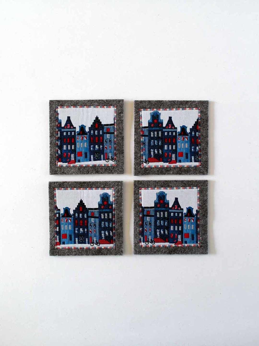 Set of 4 Grey Coasters With Dutch Canal Houses - Etsy