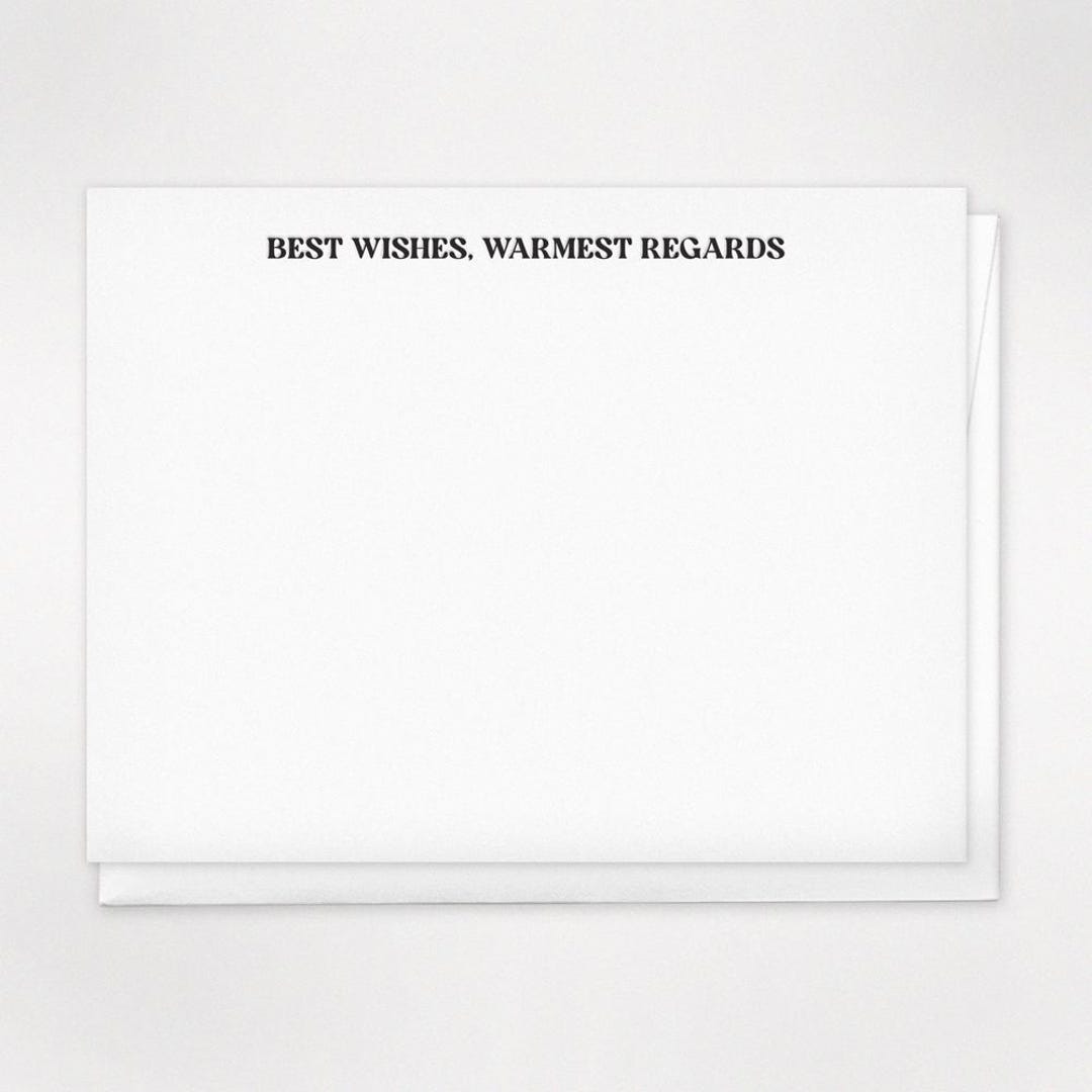 Best Wishes, Warmest Regards Flat Stationery Set // Letterpress - Etsy