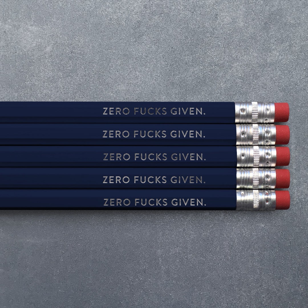 Zero F***s Given. // Foil Stamped Pencils // Set of 5 - Etsy