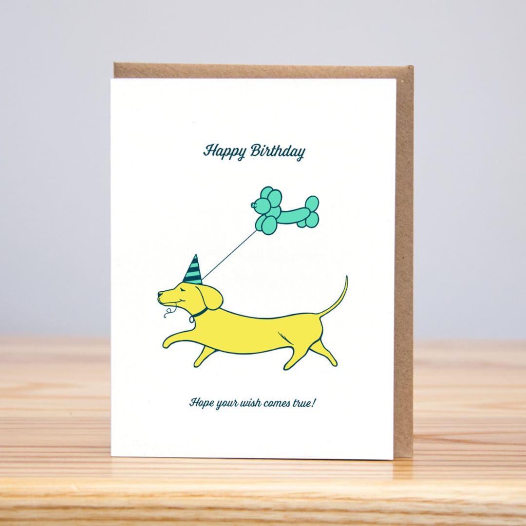 Weiner Dog Birthday Card // Letterpress - Etsy