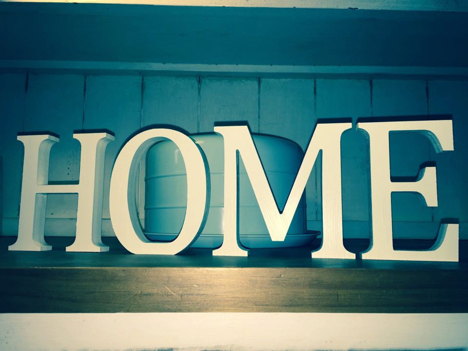 HOME Free Standing Set of Four Wooden Letters Spelling HOME, 13cm Large ...