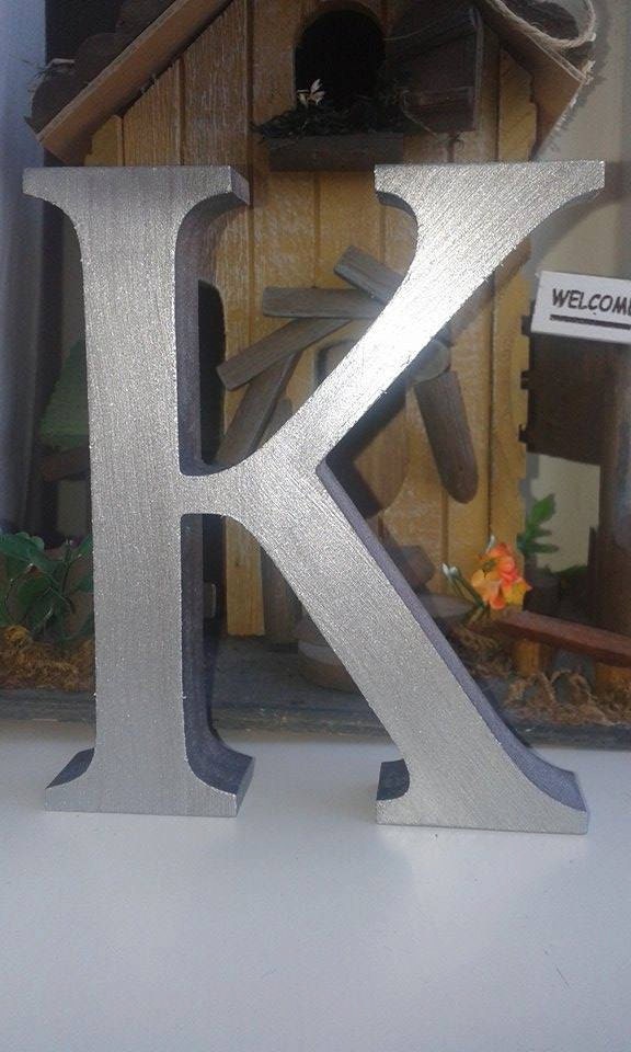 4 Pack Free-standing Silver Wooden Letters 13cm Large | Etsy UK