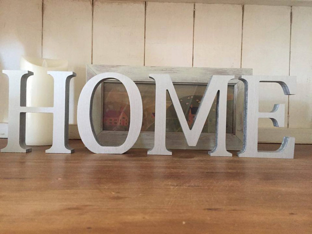 HOME Free Standing Set of Four Wooden Letters Spelling HOME, 13cm Large ...