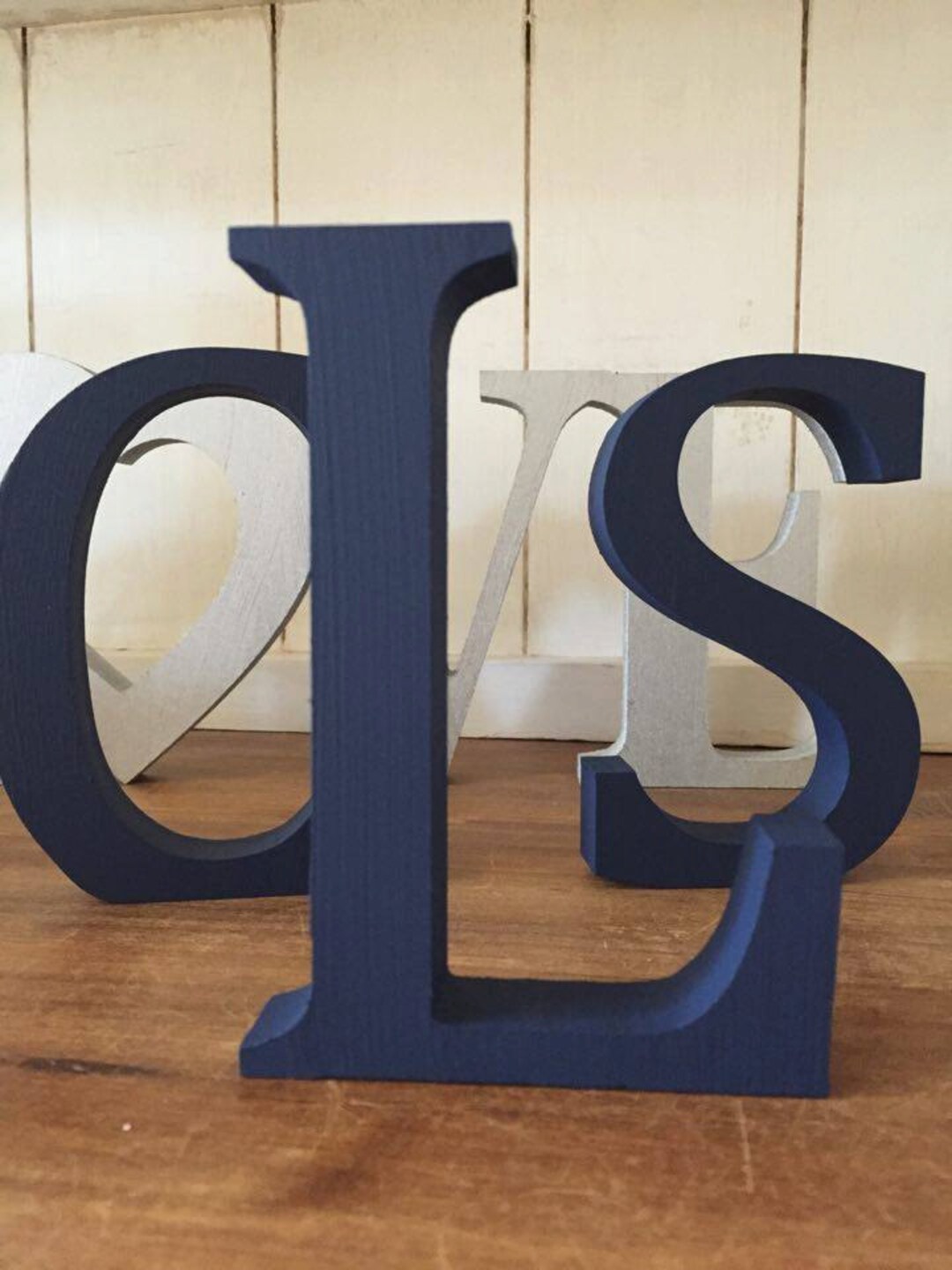 Navy Blue Wooden Letters and Numbers Free-standing 13cm Large Letters ...