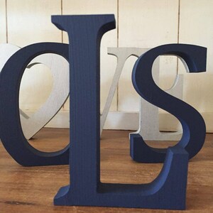 Navy Blue Wooden Letters and Numbers - Free-standing - 13cm Large ...