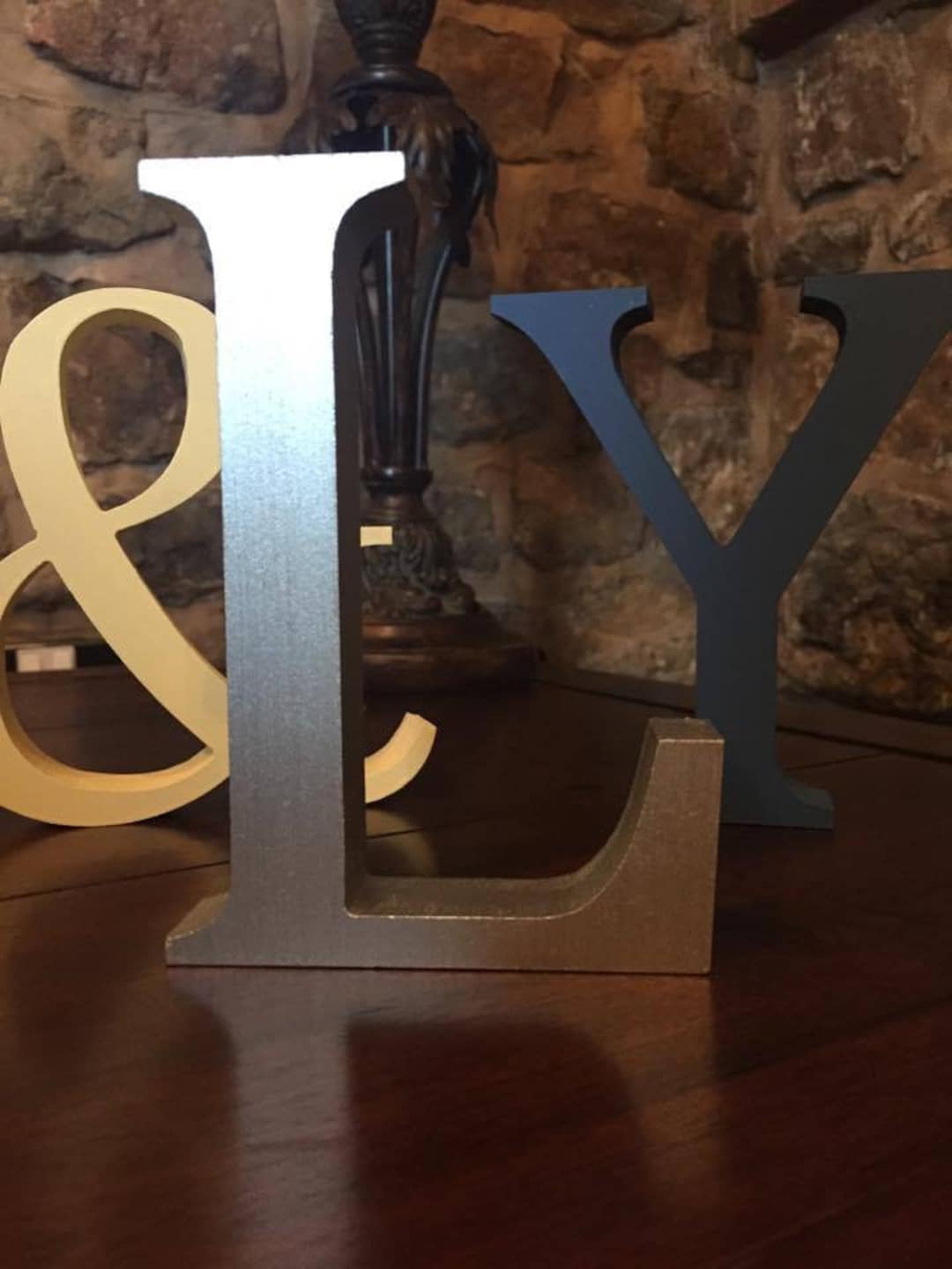 4 Pack - Free-standing Silver Wooden Letters - 13cm Large Letters ...