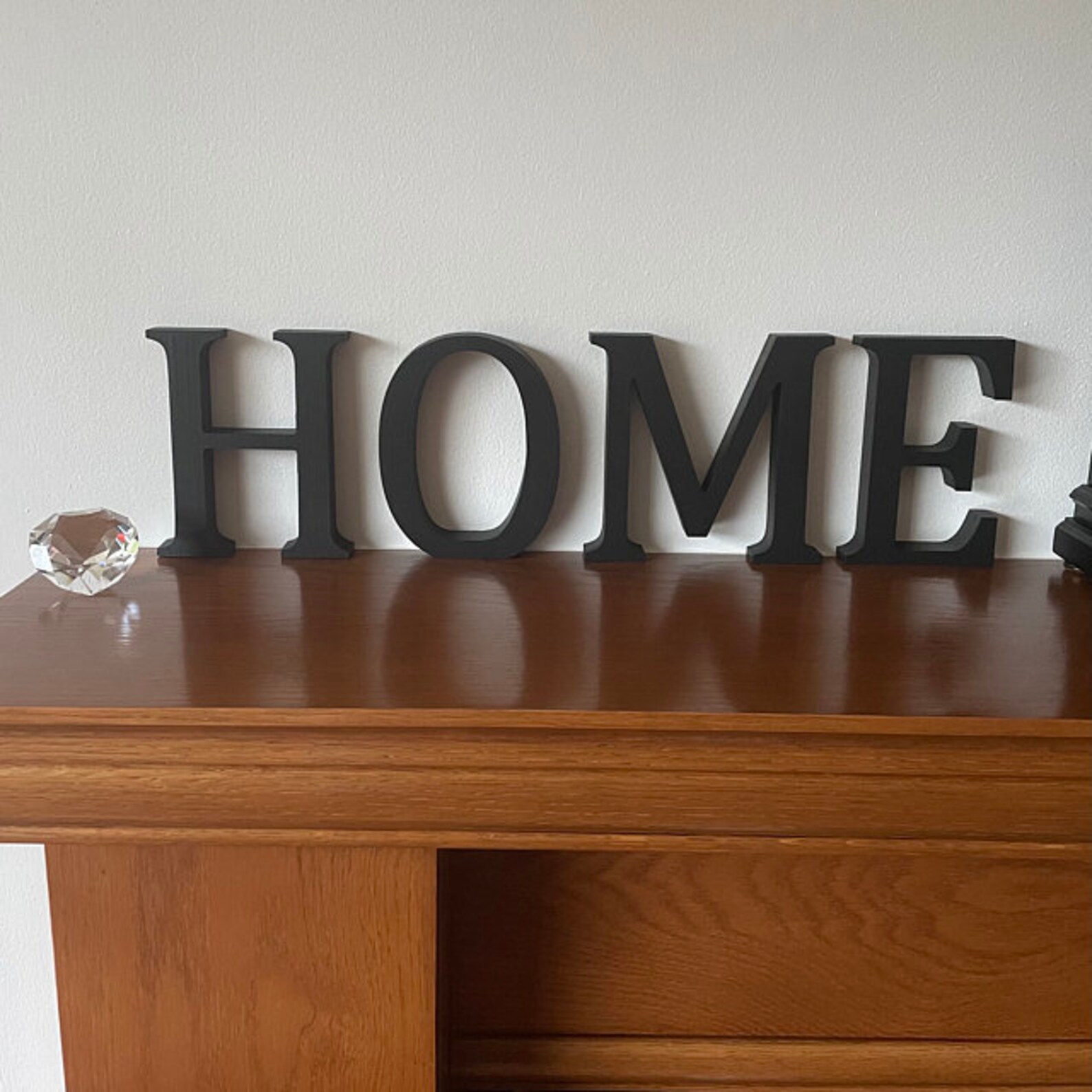 HOME Free Standing Set of Four Wooden Letters Spelling HOME, 13cm Large ...