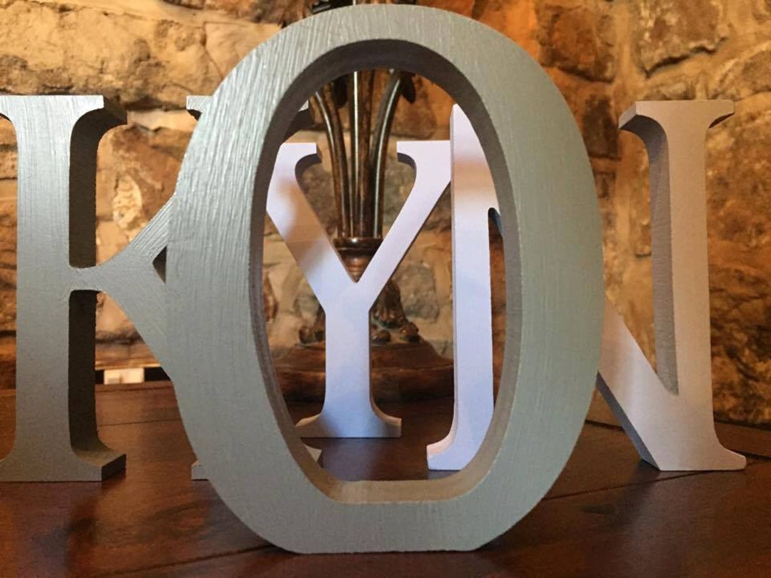 5 Pack - Free-standing Grey Wooden Letters - 13cm Large Letters ...