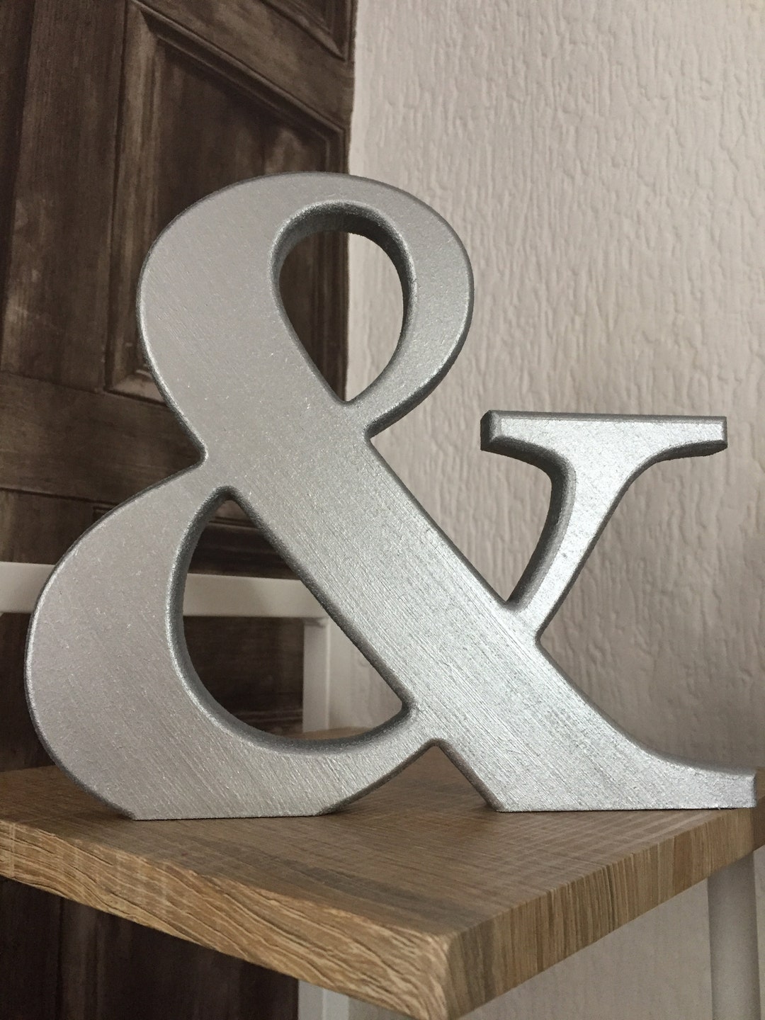 Plata Metálica o Gris Metálico Letras Grandes, Letras de Madera Pintada ...