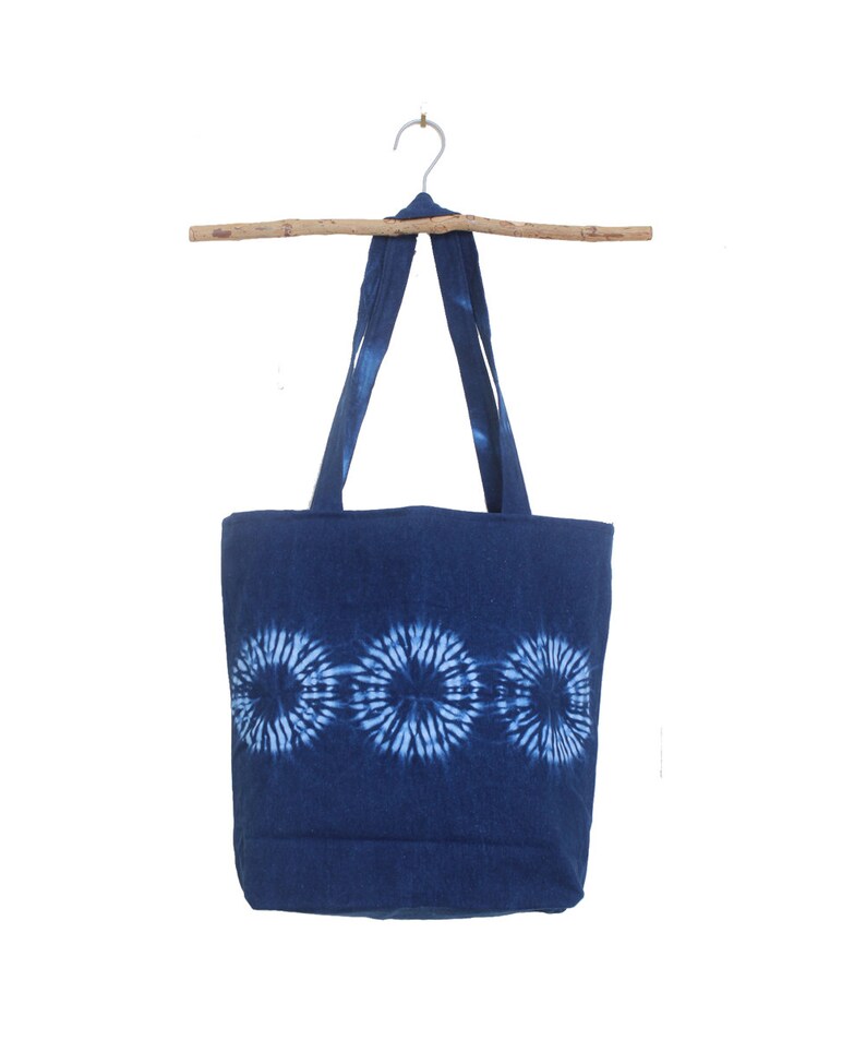 Boho Chic Tote Bag, Indigo Shibori Handbag Natural Indigo Dye, Blue ...