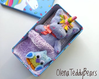 Miniature teddy bear stuffed animals monsters by OlenaTeddyBears