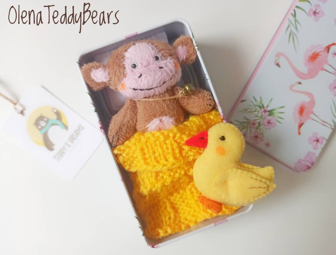 Plush Monkey, Small Matchbox Toy, Mini Stuffed Animal, Miniature Travel ...