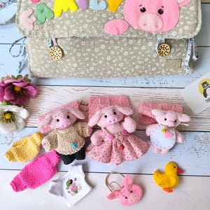 Custom Miniature Plush Animals With Kepsake Outfits Pig Family - Etsy