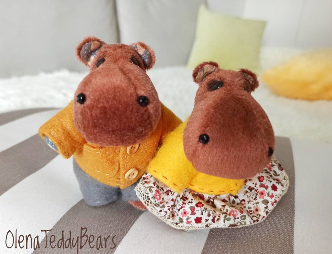 Miniature Plush Hippo, Small Stuffed Animals, Teddy Hippo Family, Cute ...