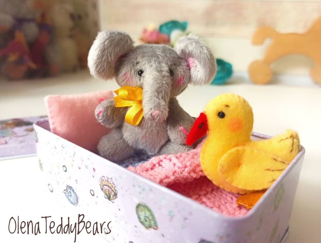 Plush Elephant Miniature Toy in Box Matchbox Elephant Small - Etsy ...
