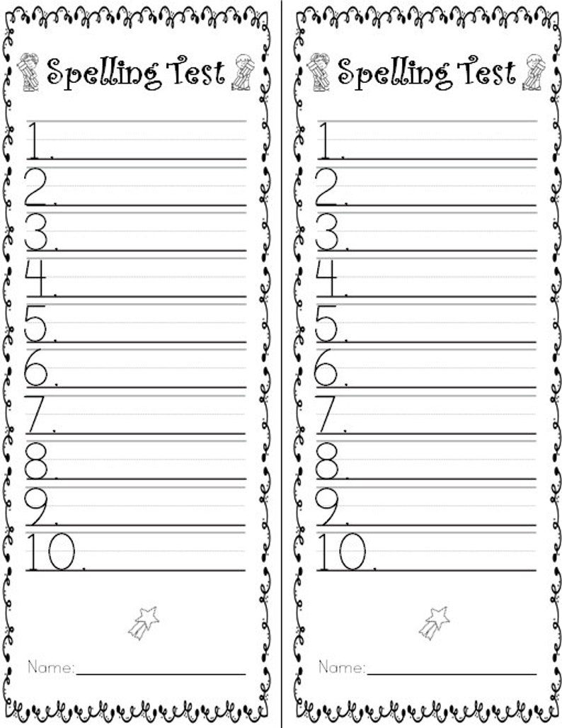 Spelling Test Paper Pack - Etsy