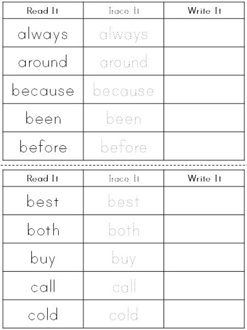 Dolch Word Practice Book 2nd Grade - Etsy