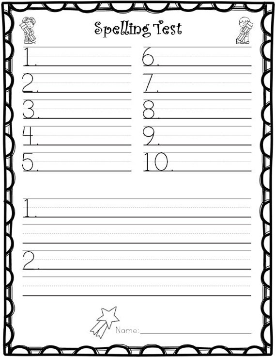 Spelling Test Paper