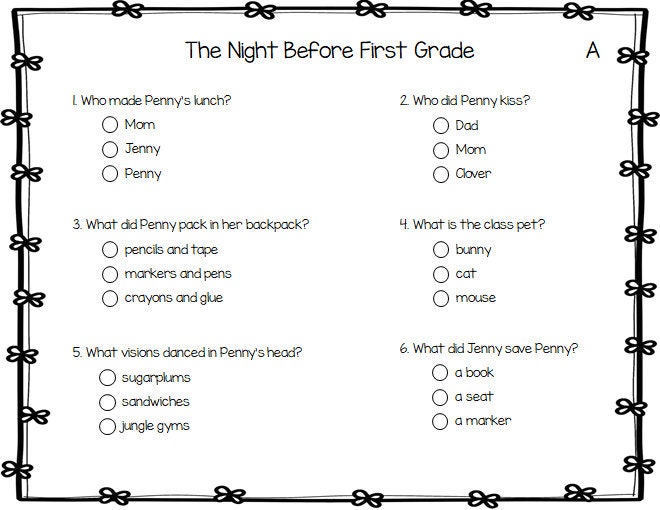 The Night Before First Grade Book Companion - Etsy