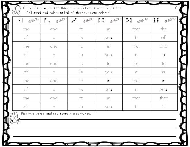 Fry Word Roll and Read Words 1-100 - Etsy