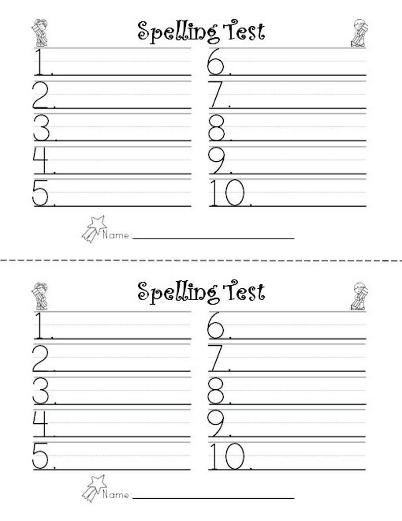 Spelling Test Paper Pack - Etsy