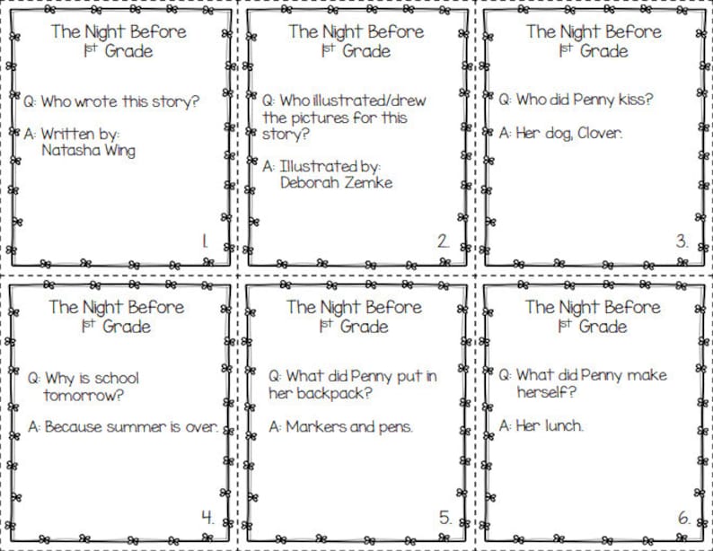 The Night Before First Grade Book Companion - Etsy