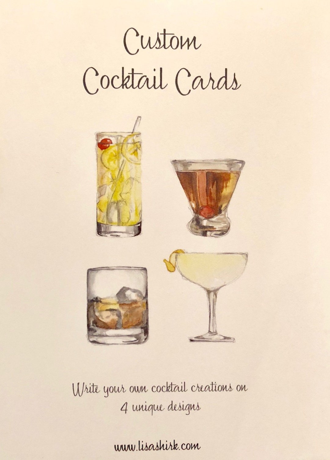 Custom Cocktail Drink Cards: Write Your Own Description for Specialty ...