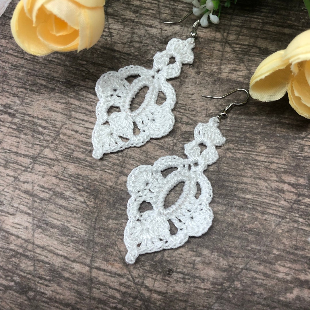 Crochet Earring, Crochet Dangle Earrings, Handmade Openwork Jewelry ...