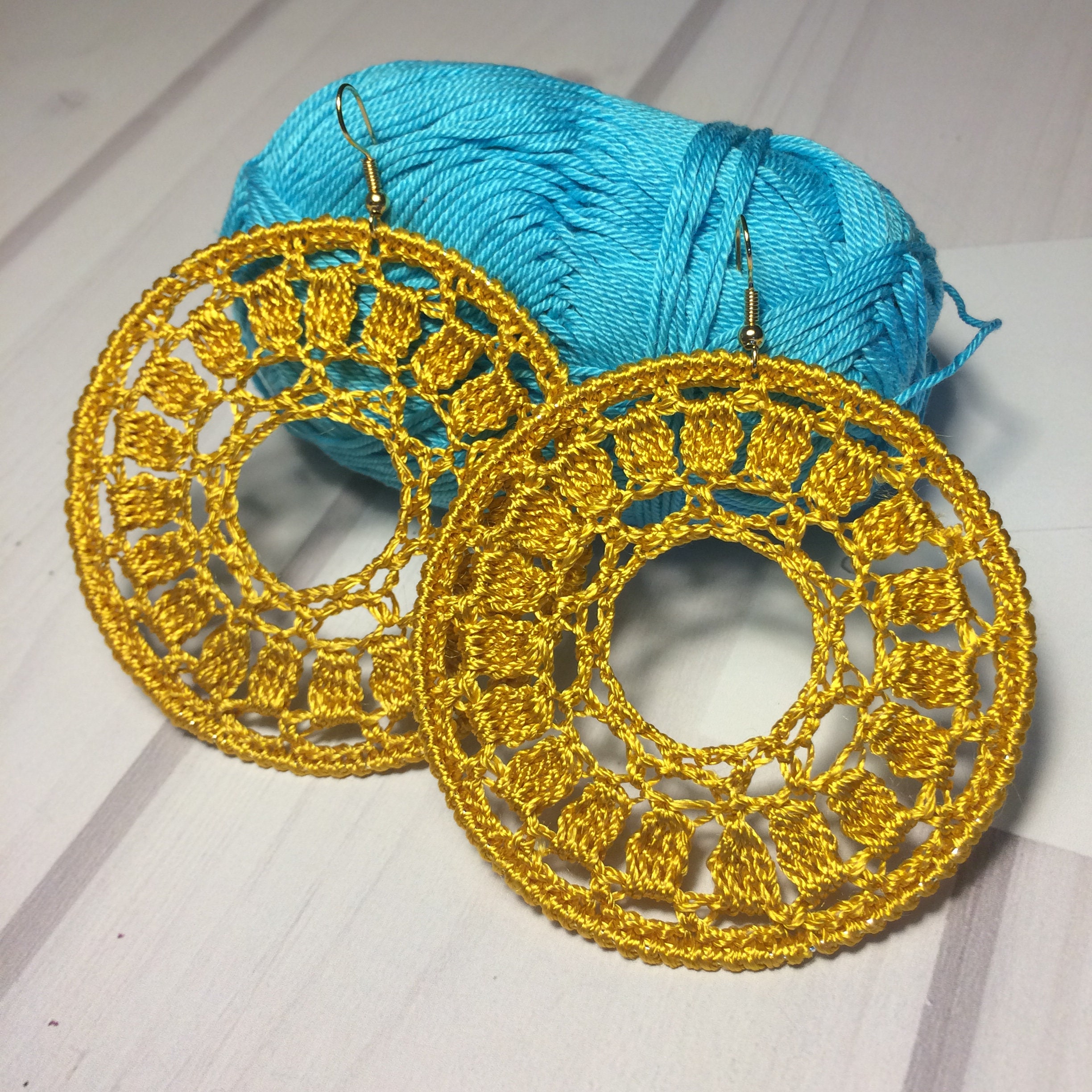 Crochet earring crochet hoop earrings amazing openwork | Etsy