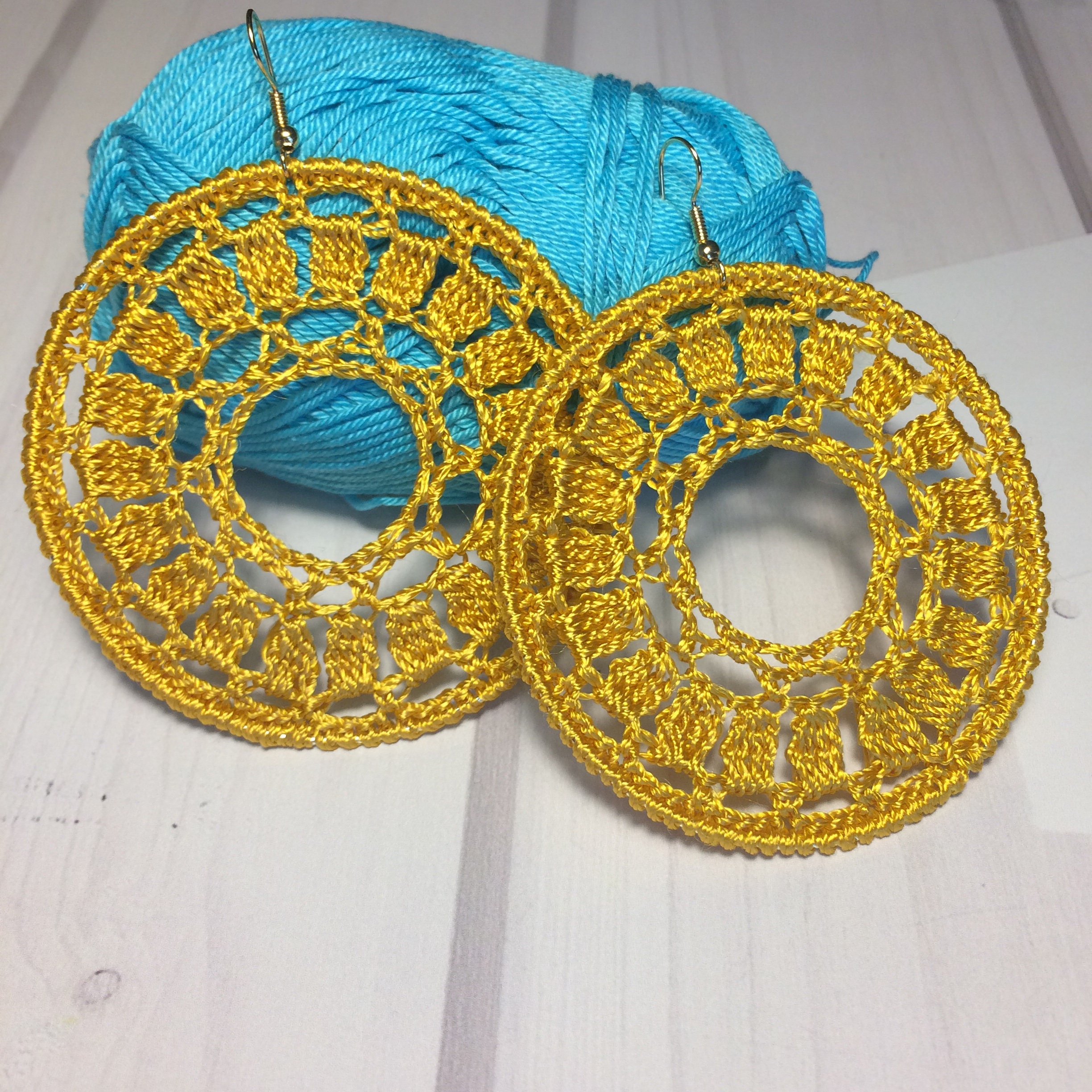 Crochet earring crochet hoop earrings amazing openwork | Etsy
