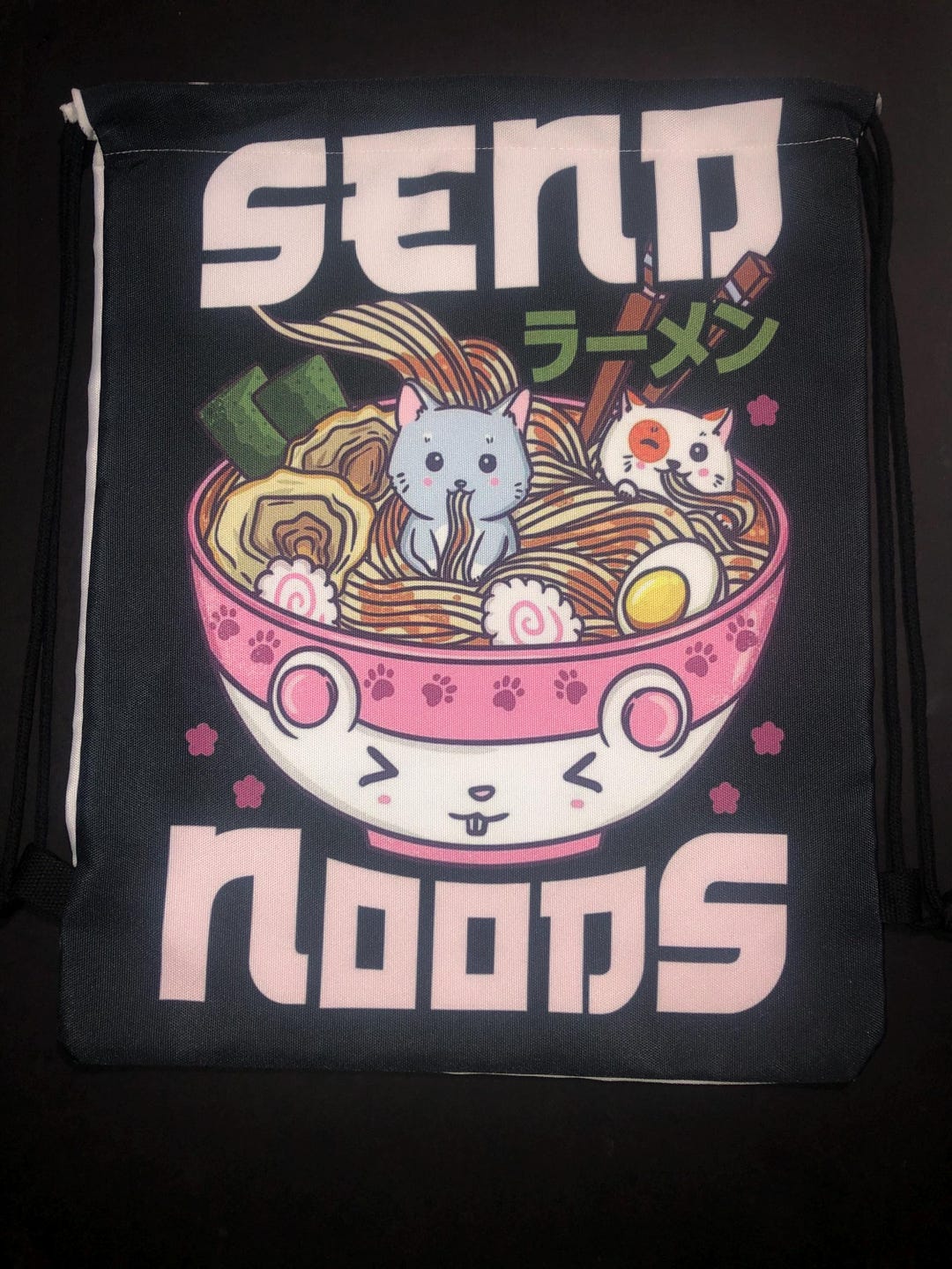 LARGE Drawstring Bag H 20 X L 16 Novelty Send Noods Memes Otaku Video ...
