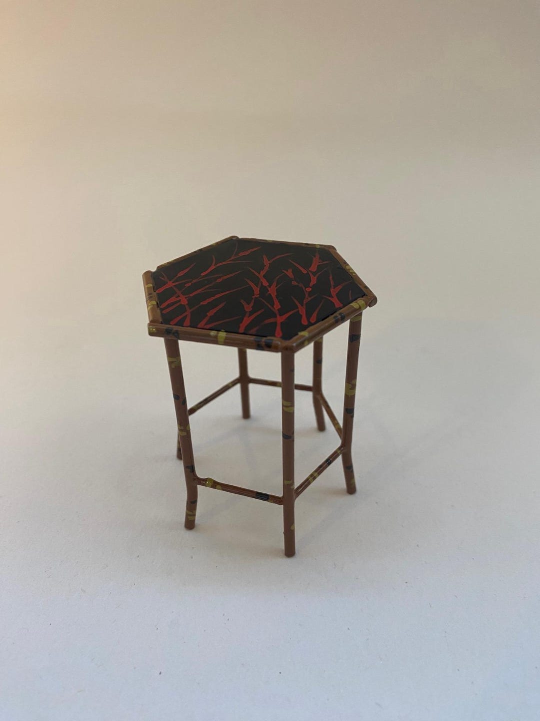 1:12th Scale Bamboo Hexagonal Side Table. Made by Roberson Miniatures ...
