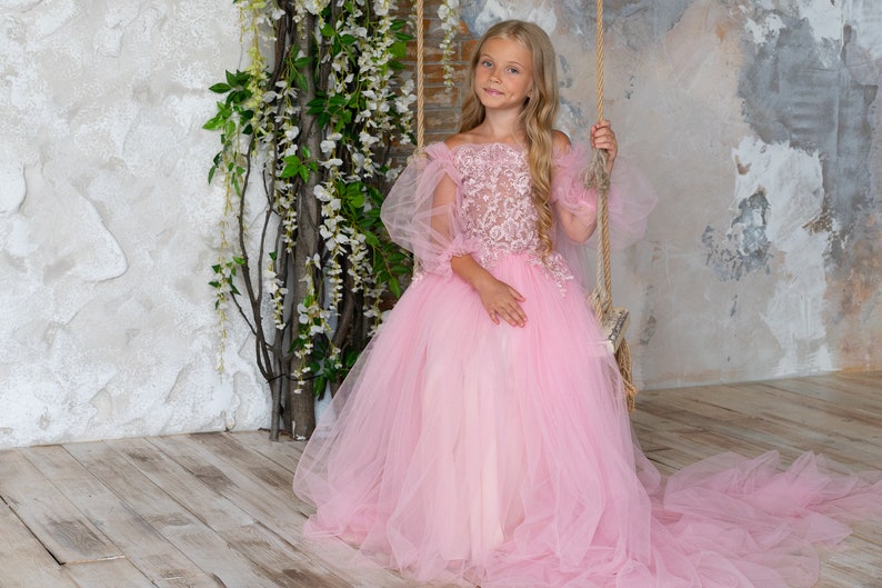 Pink Girl Dress for Photo Shoot Princess Dress First - Etsy