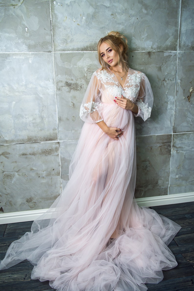 Long Light Pink Maternity Dress Dress for Baby Shower Dress - Etsy