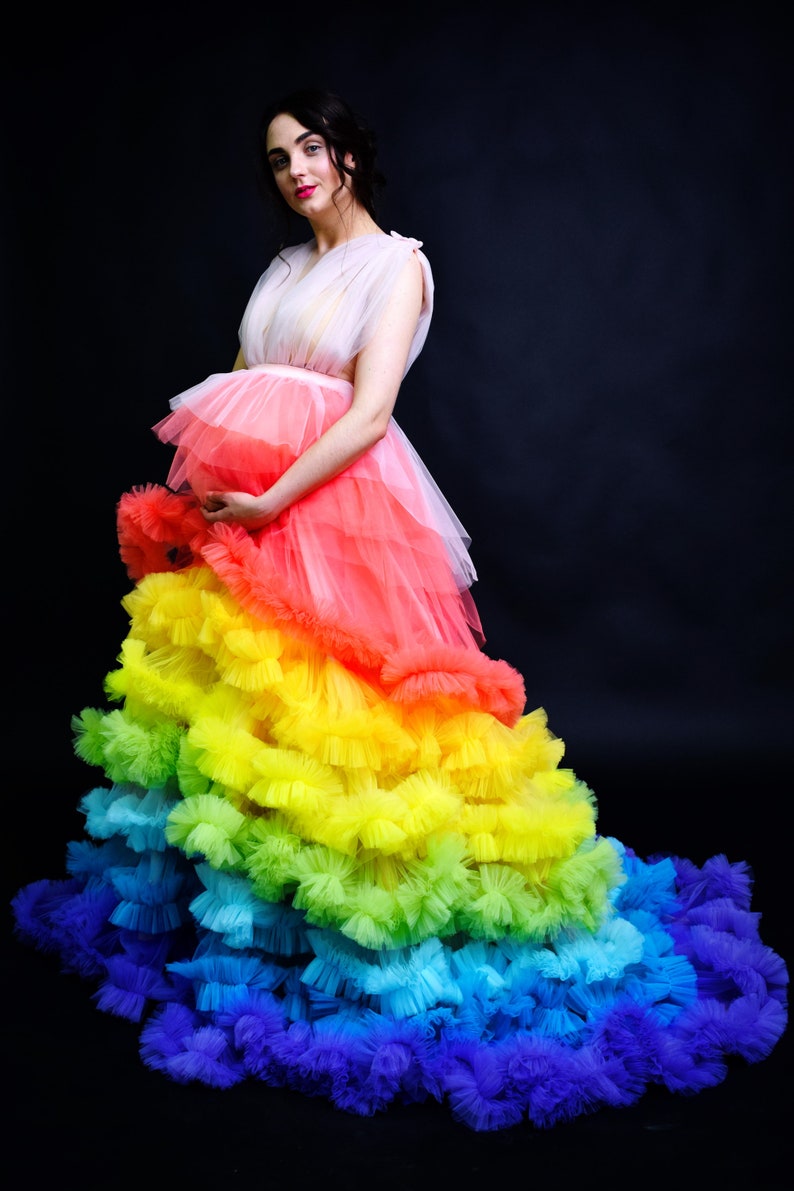 Rainbow Maternity Dress Rainbow Maternity Gown Pregnancy - Etsy