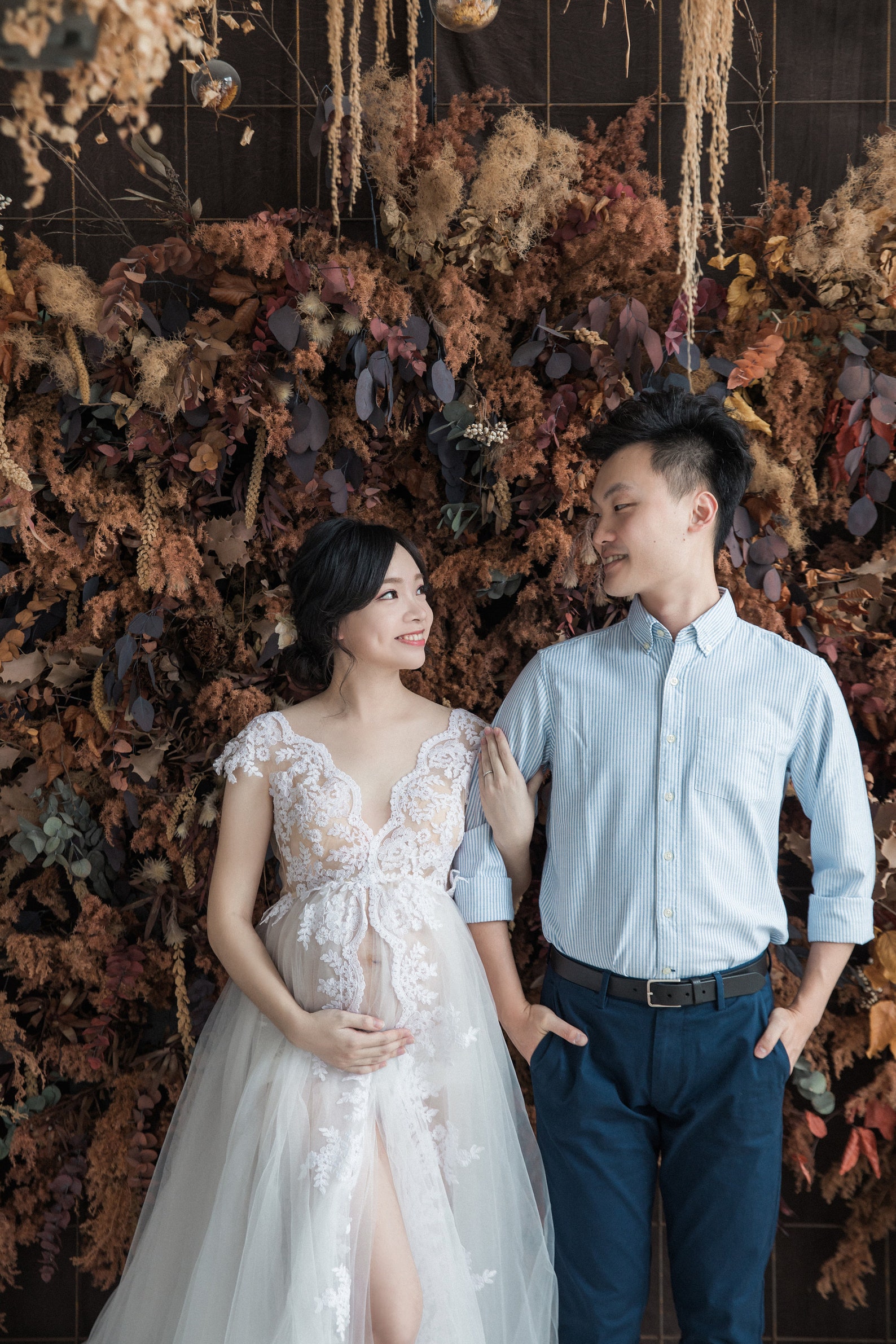 Long White Lace Maternity Dress, Pregnancy Gown for Photoshoot ...