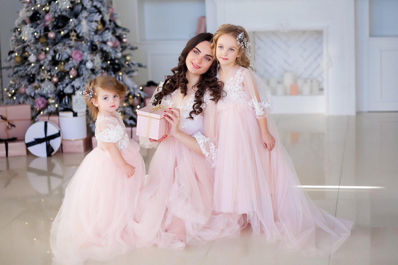 Light Pink Mother Daughter Matching Dress Mommy and Me | Etsy India